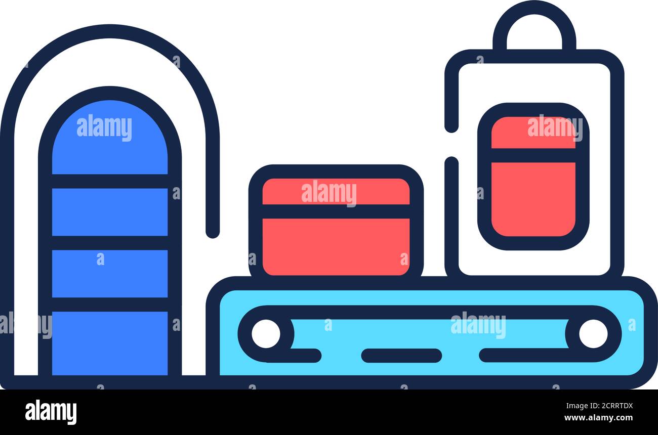 Airport conveyor belt color line icon. Machine built from rubber ...