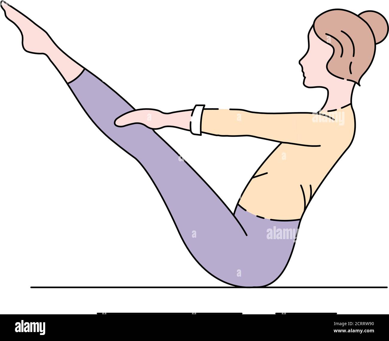 Boat Pose Navasana color line icon. The body comes into a V-shape ...