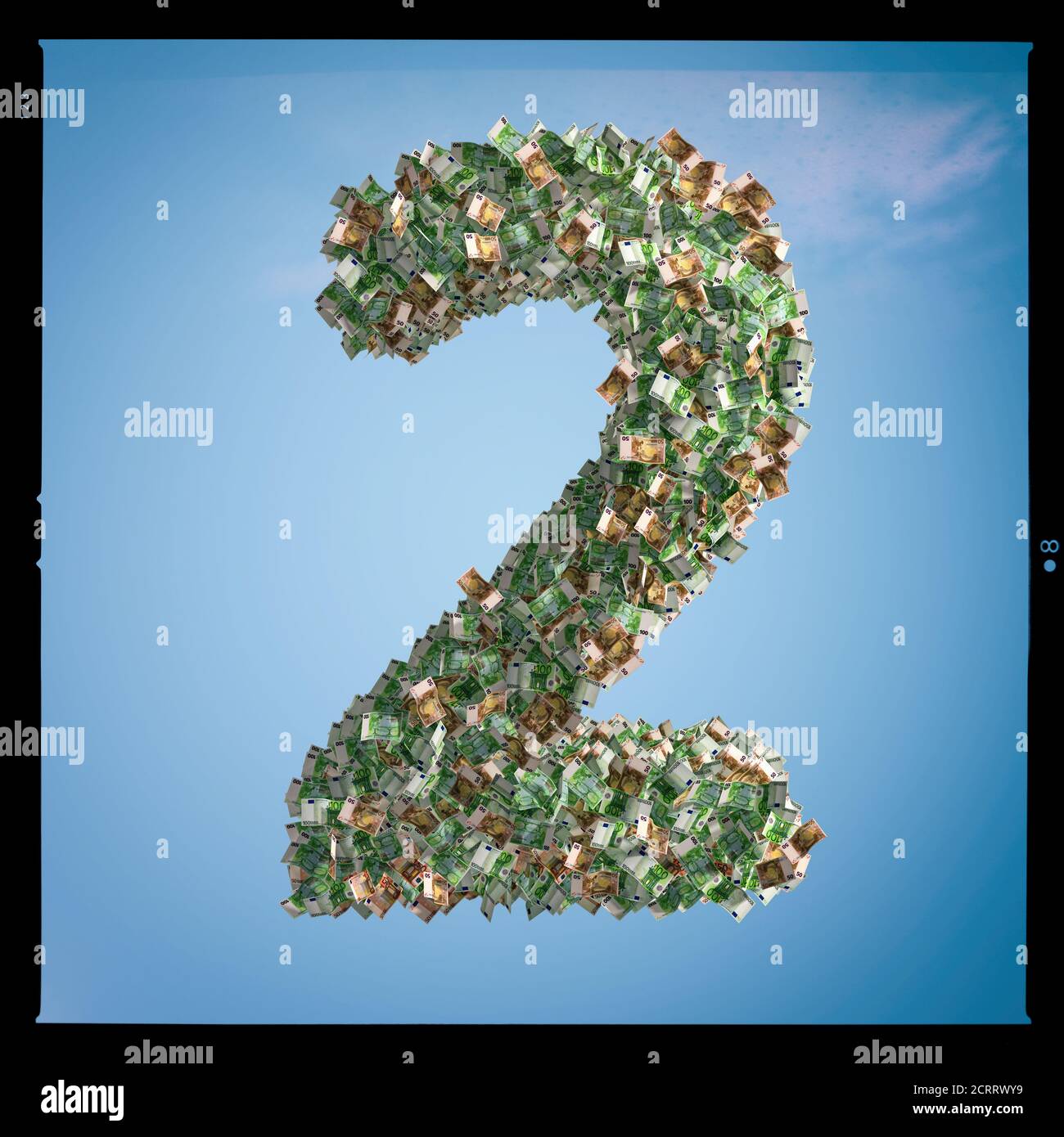 Number 2 made from Euro banknotes Stock Photo - Alamy