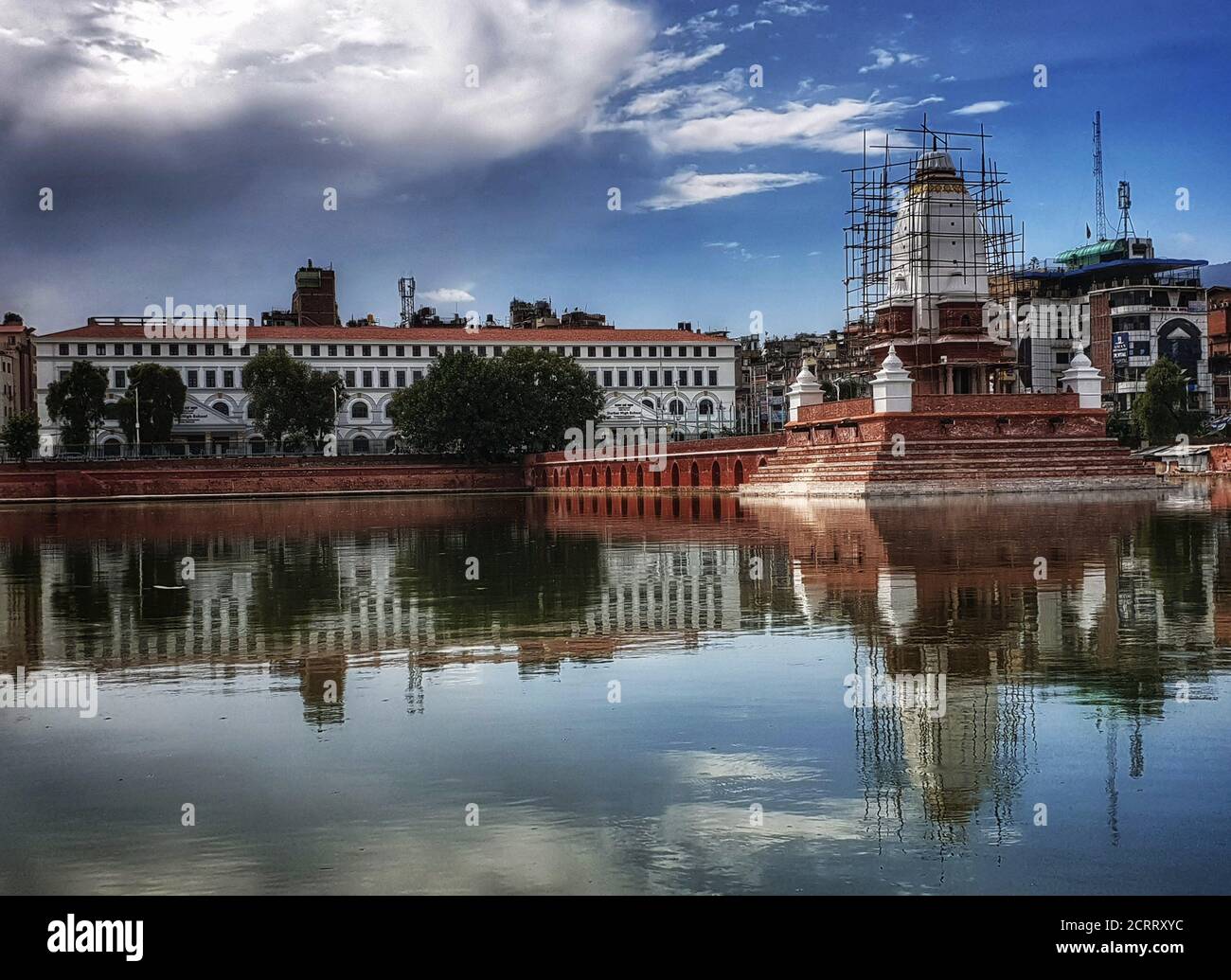 Kathmandu, Nepal. 20th Sep, 2020. Reflections of under construction ...