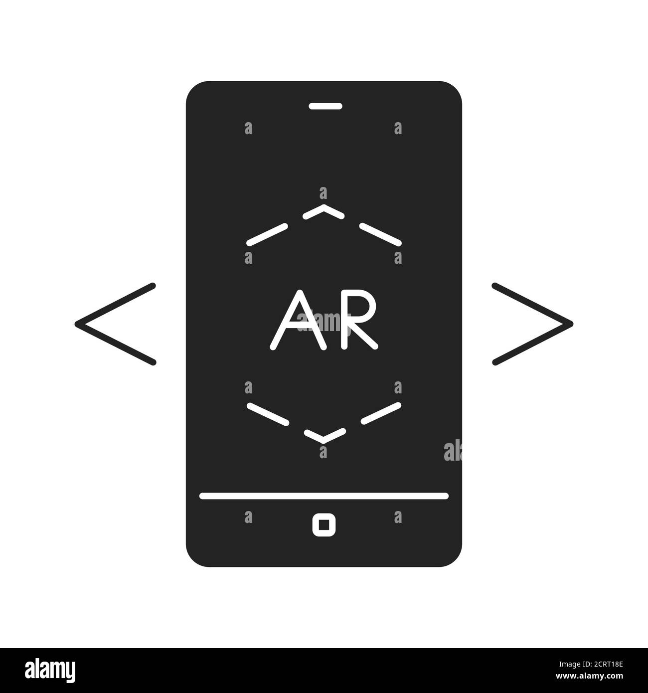 Augmented reality app in smartphone black glyph icon. Pictogram for web ...