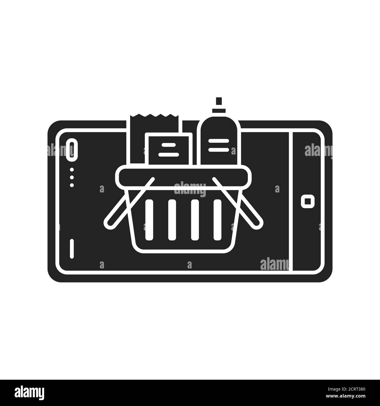 Augmented reality online shopping black glyph icon. Virtual grocery ...