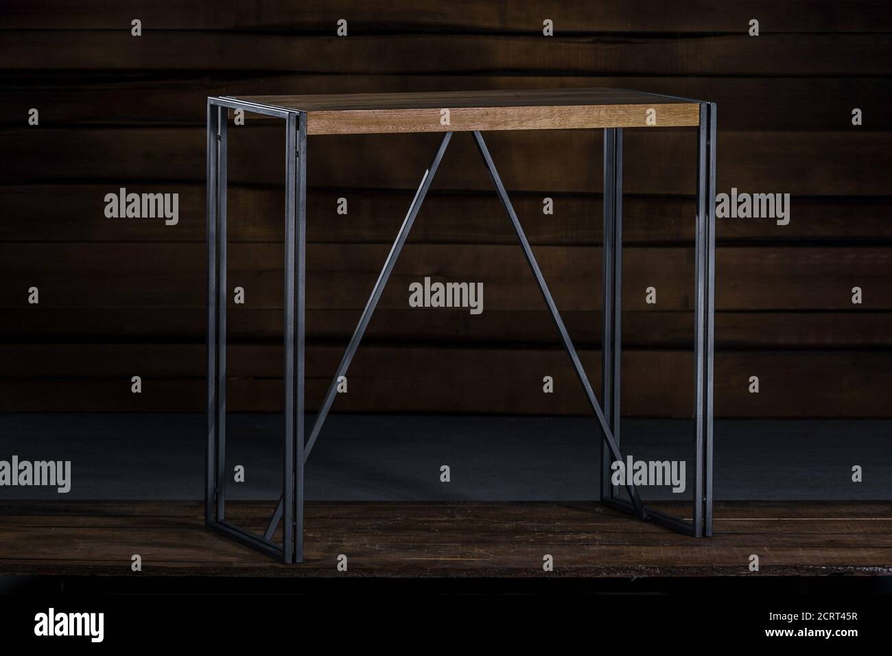 Wooden coffee table with metals legs in the carpenter's workshop Stock ...
