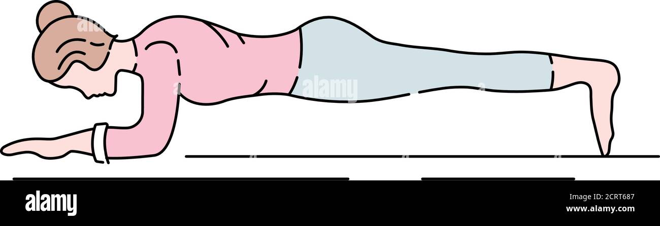 Plank color line icon. Isometric core strength exercise that involves ...