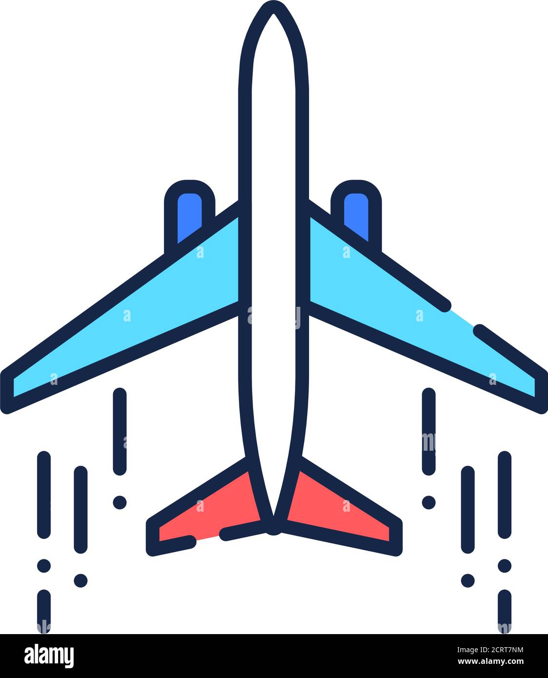 Airplane color line icon. Powered, fixed-wing aircraft. Propelled ...