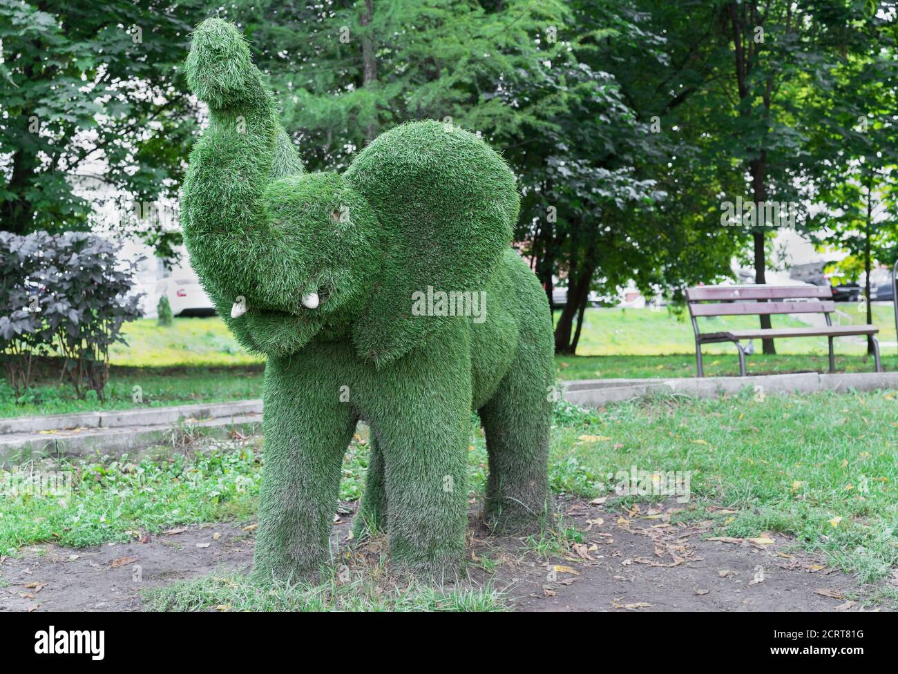 Elephant from of artificial lawn grass, topiary figure Stock Photo - Alamy