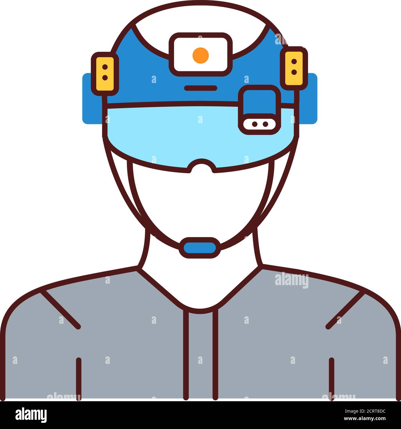 Augmented reality in military color line icon. Man in VR helmet ...