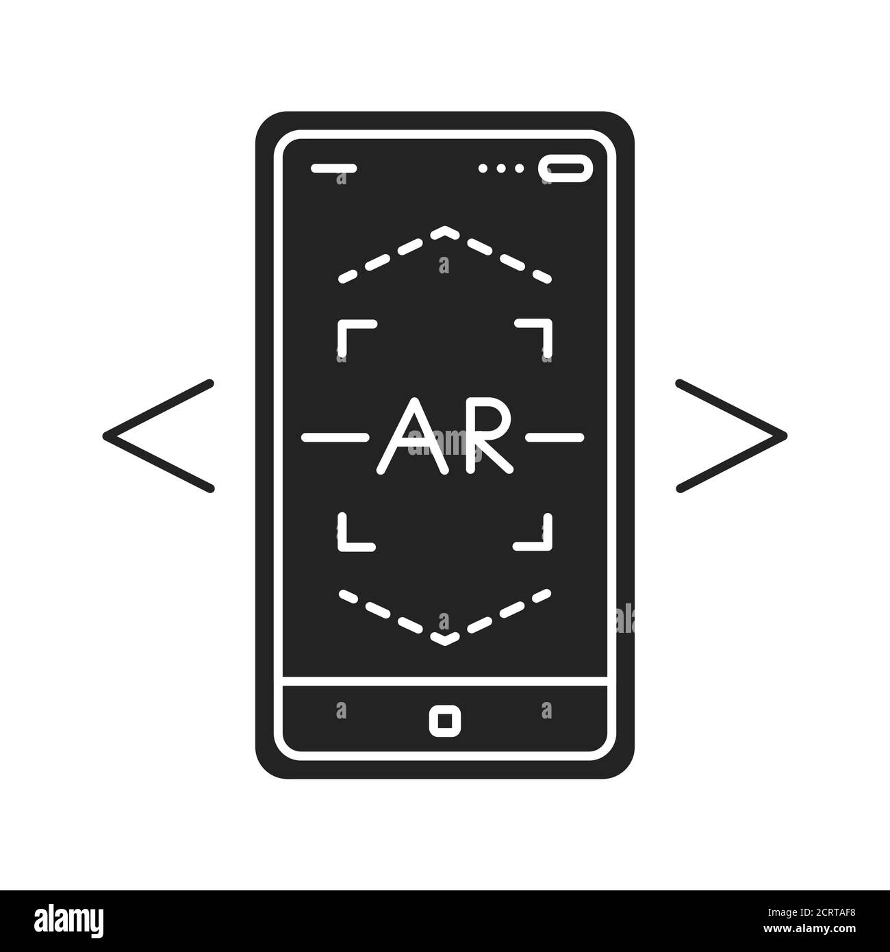 AR scanning black glyph icon. Interactive visualization platform ...