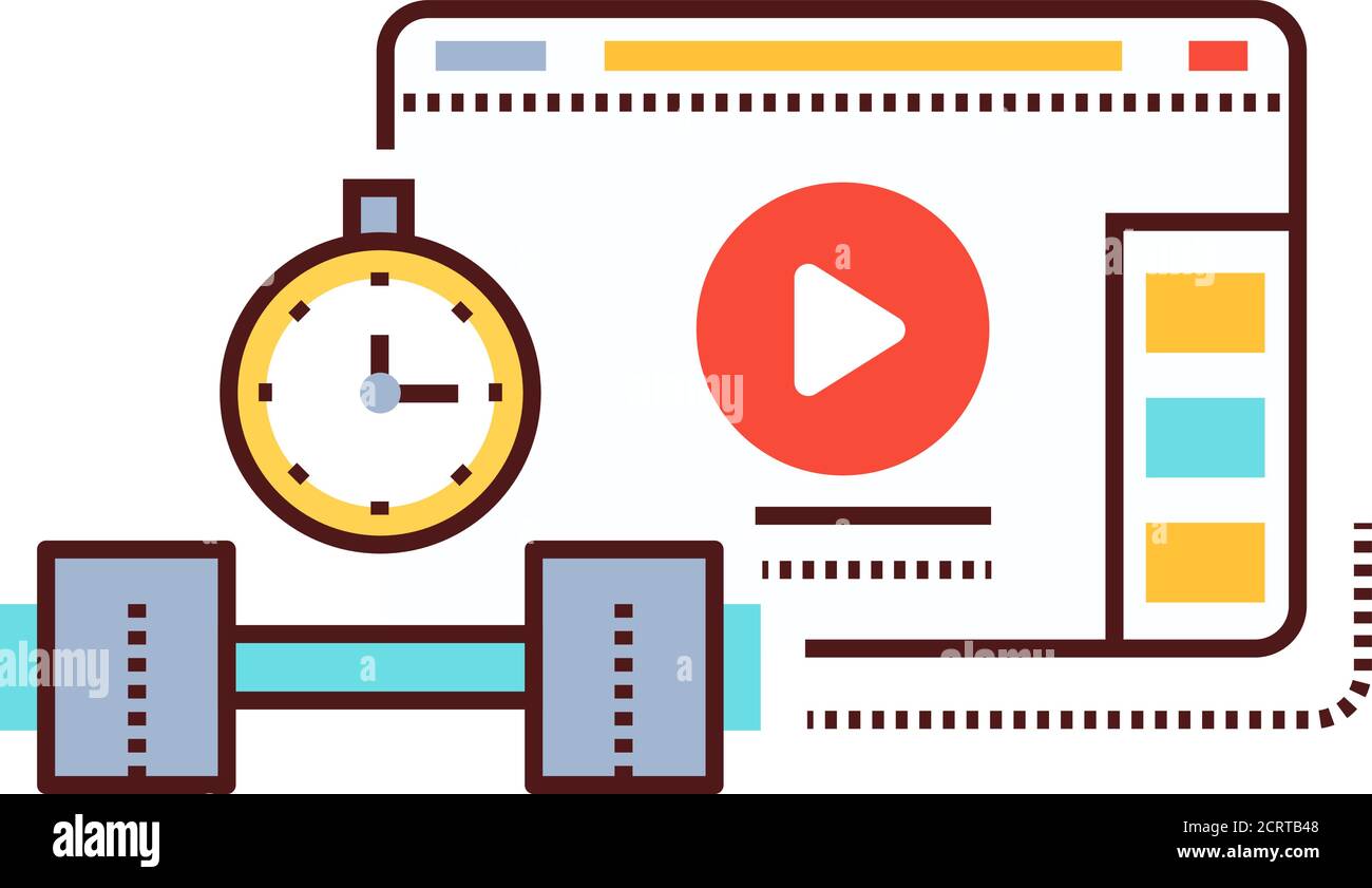 Sport blog web site color line icon. Training and marathon video ...