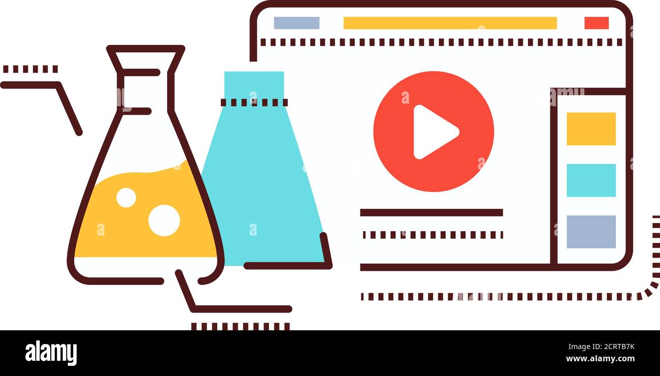 Science blog web site color line icon. Nano industry video streaming ...