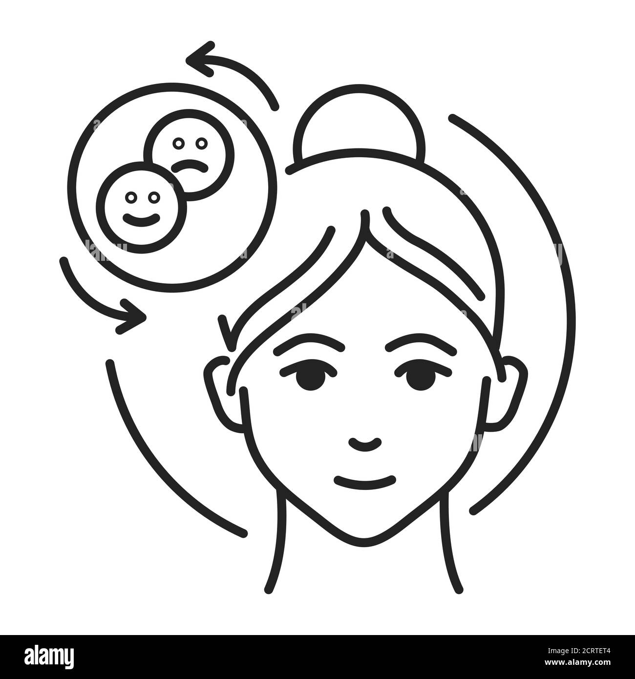 Emotional control black line icon. Ability to respond to the ongoing ...