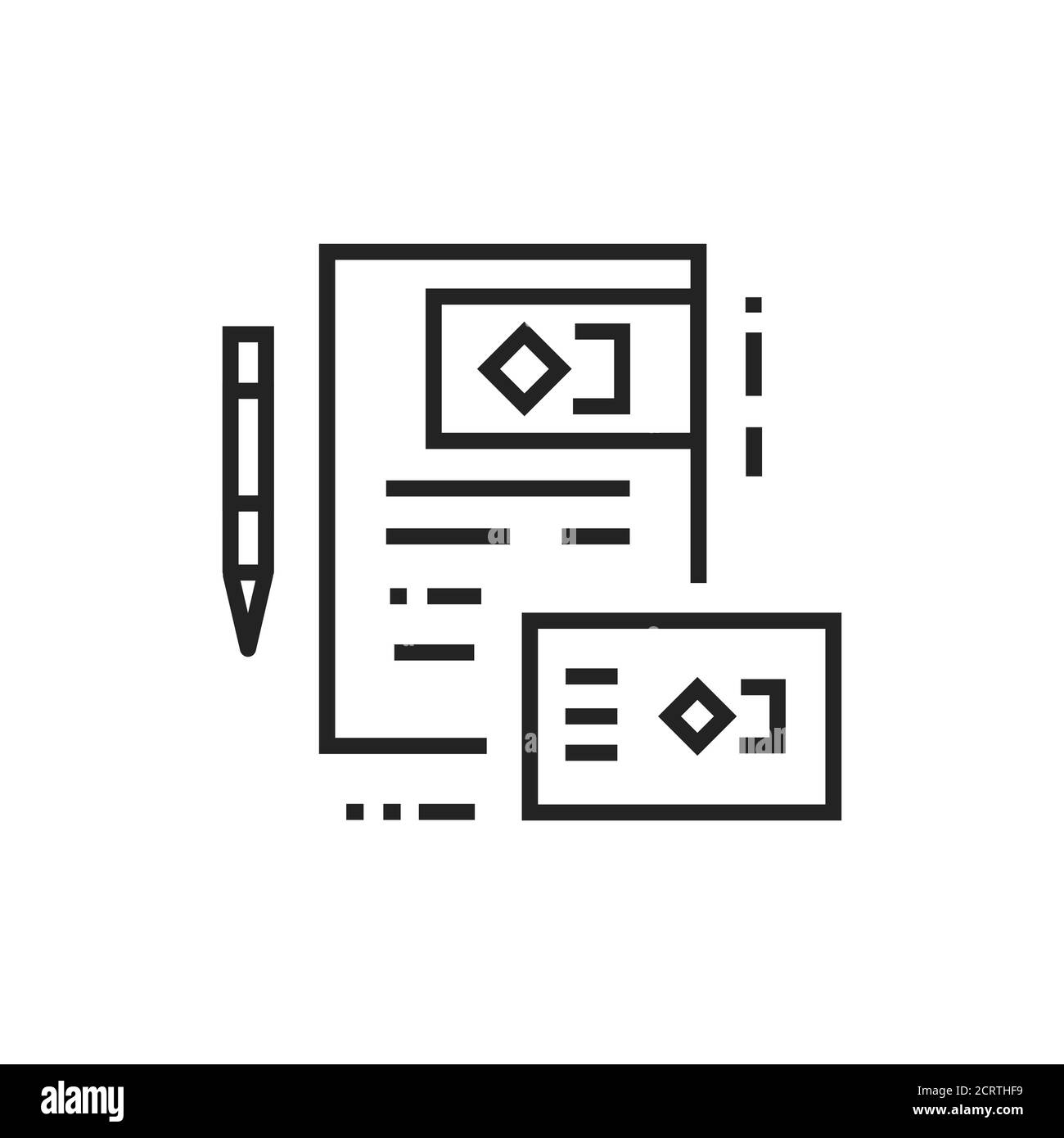 Brand identity black line icon. Visible elements brand. Pictogram for ...