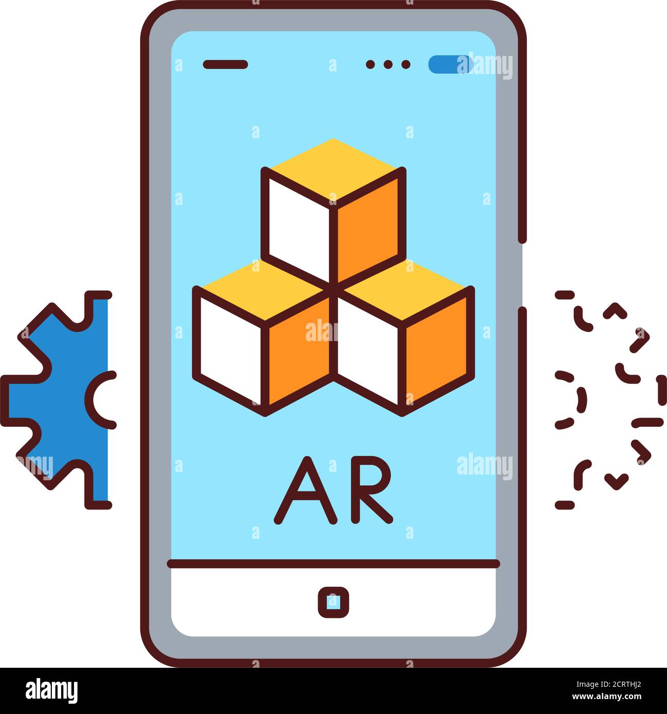 Interactive 3D visualization platform color line icon. Pictogram for ...