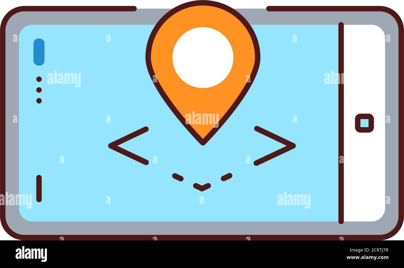 Augmented reality map color line icon. Geo location app in smartphone ...