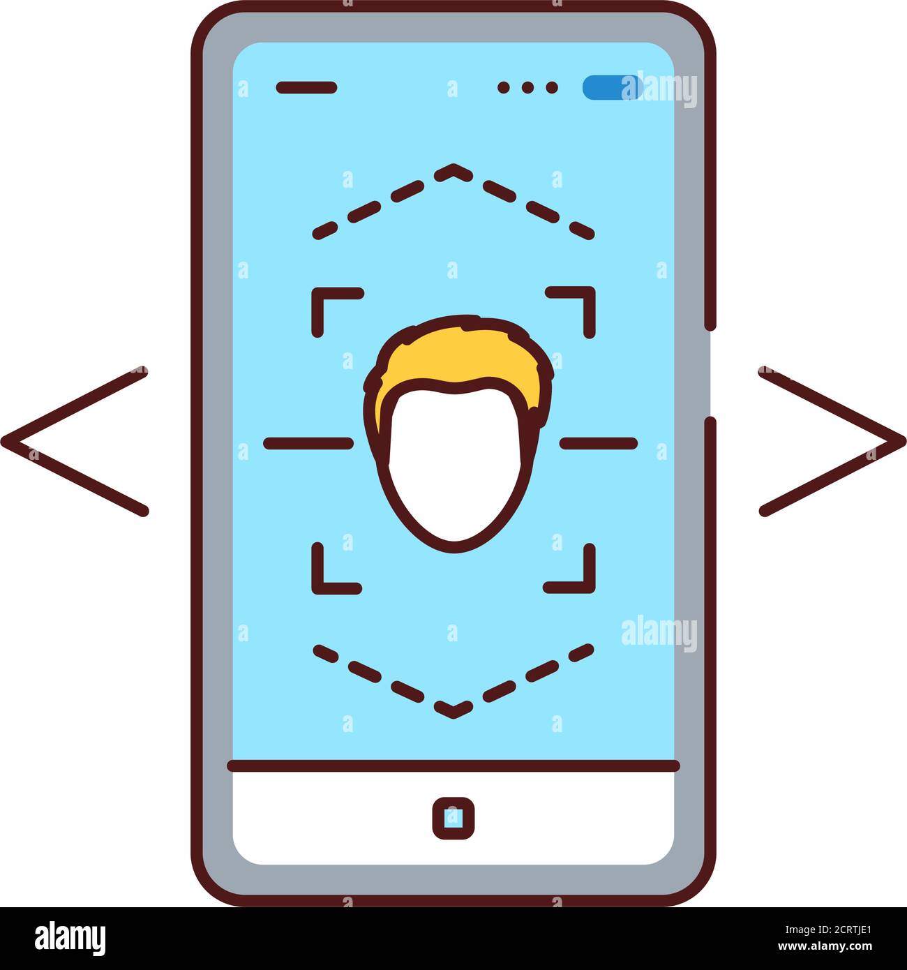 Augmented reality face recognition color line icon. Biometric scanning ...