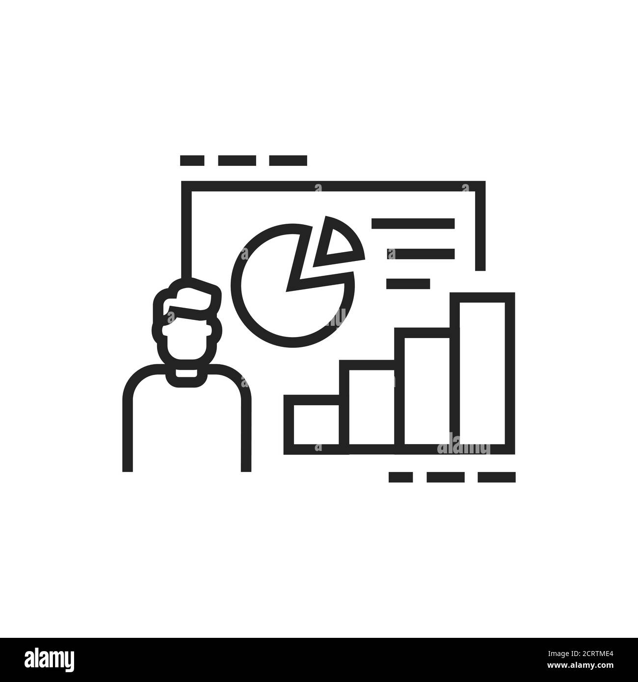 Business course black line icon. Analytics and analysis graph, chart. Pictogram for web page ...