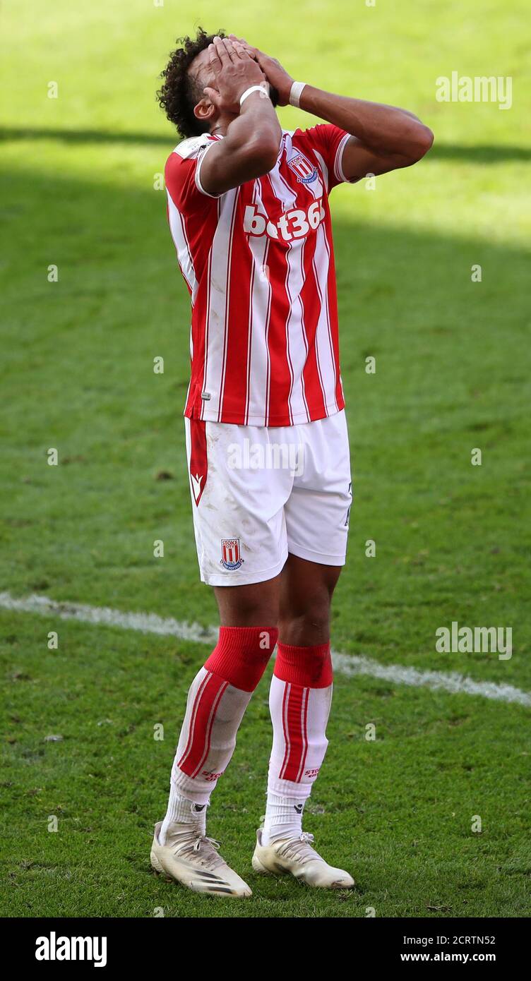 Stoke City's Jacob Brown looks dejected during the Sky Bet Championship ...