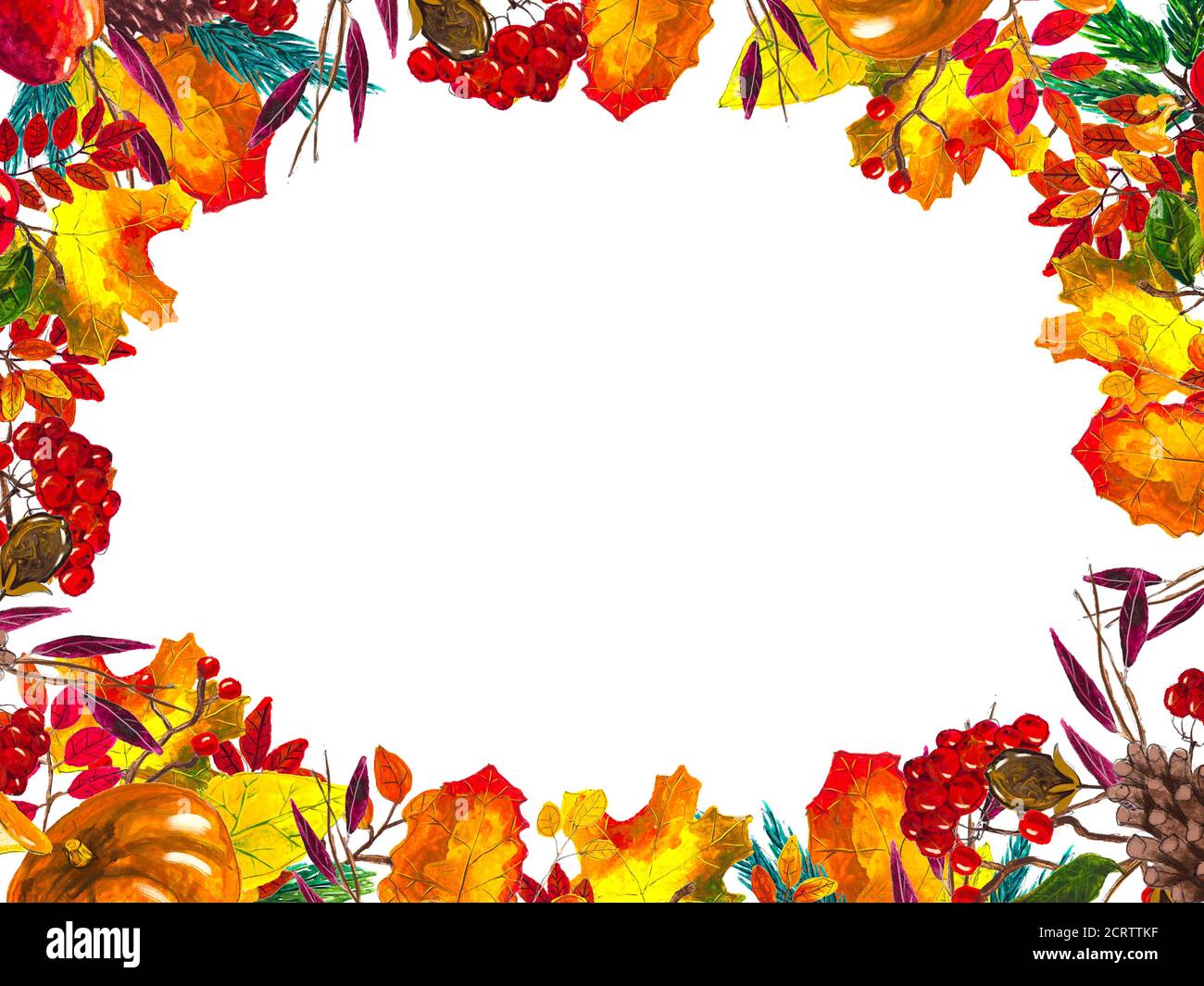Autumn leaves border. Watercolor hand drawn frame Stock Photo - Alamy