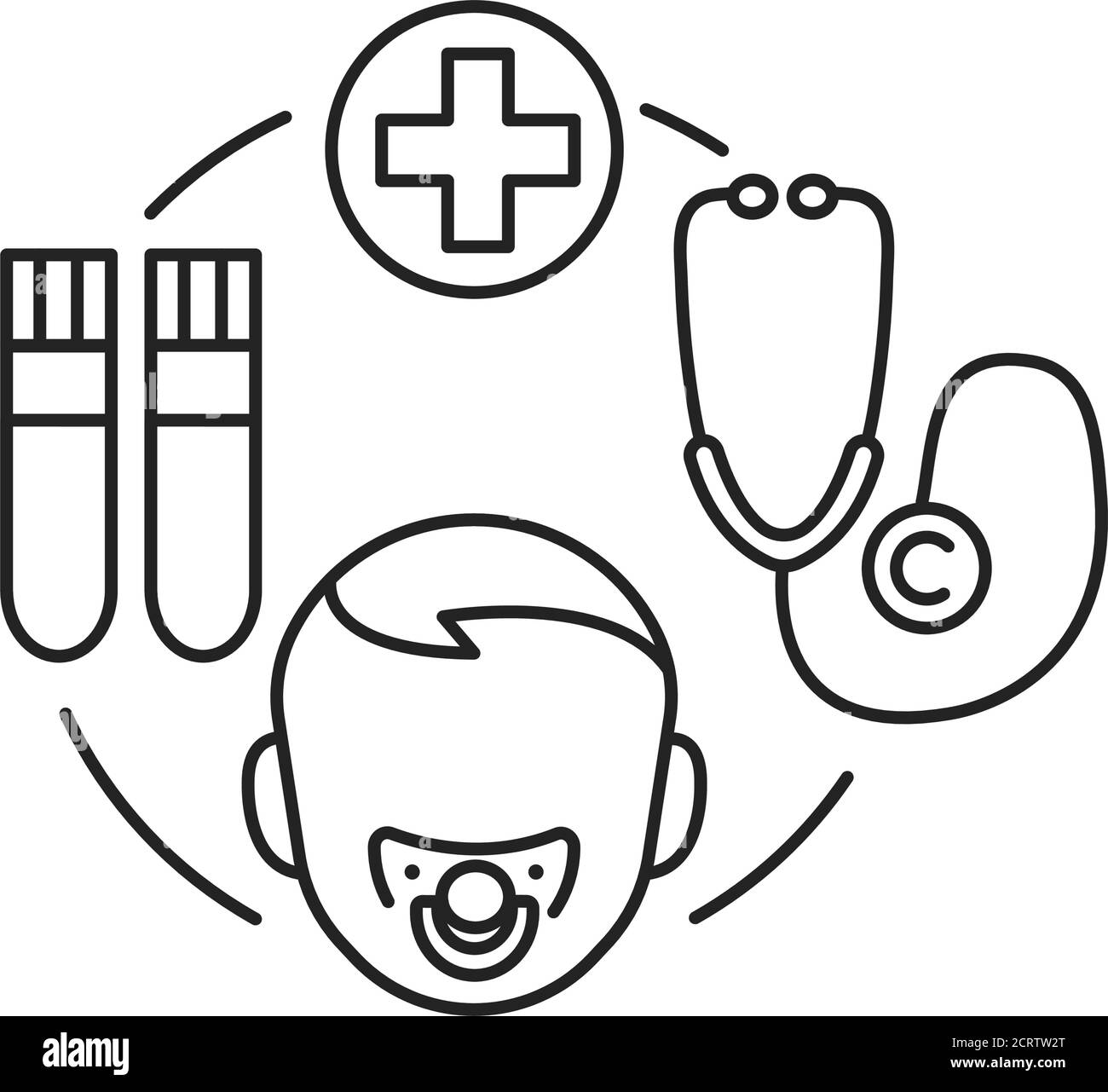 Child disease black line icon. Pediatric health care sign. Childcare ...