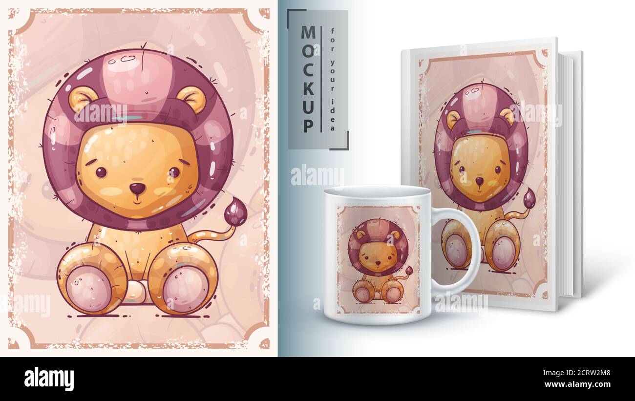 Cute lion poster and merchandising Stock Vector Image & Art - Alamy