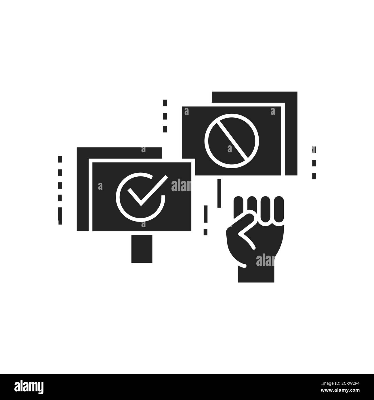 Boycott glyph black icon. Disagreement of people. Social protest ...