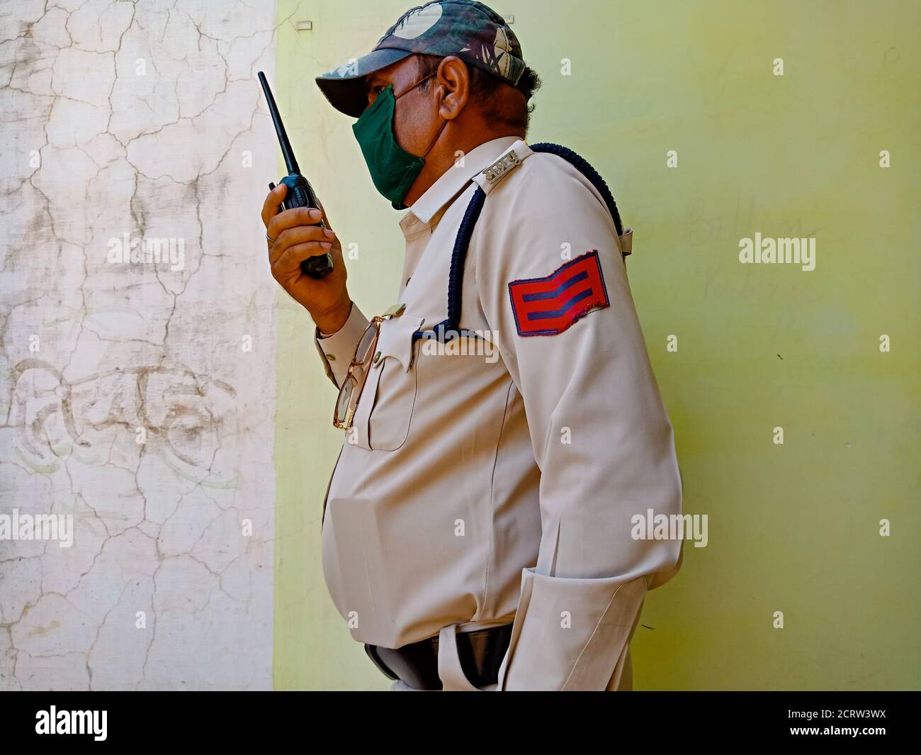 DISTRICT KATNI, INDIA - MAY 21, 2020: An indian police officer talking ...