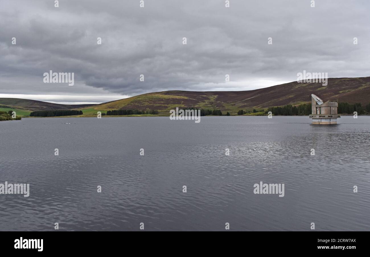 Backwater Reservoir with Pump House, Glen Isla, Angus, Scotland Stock ...