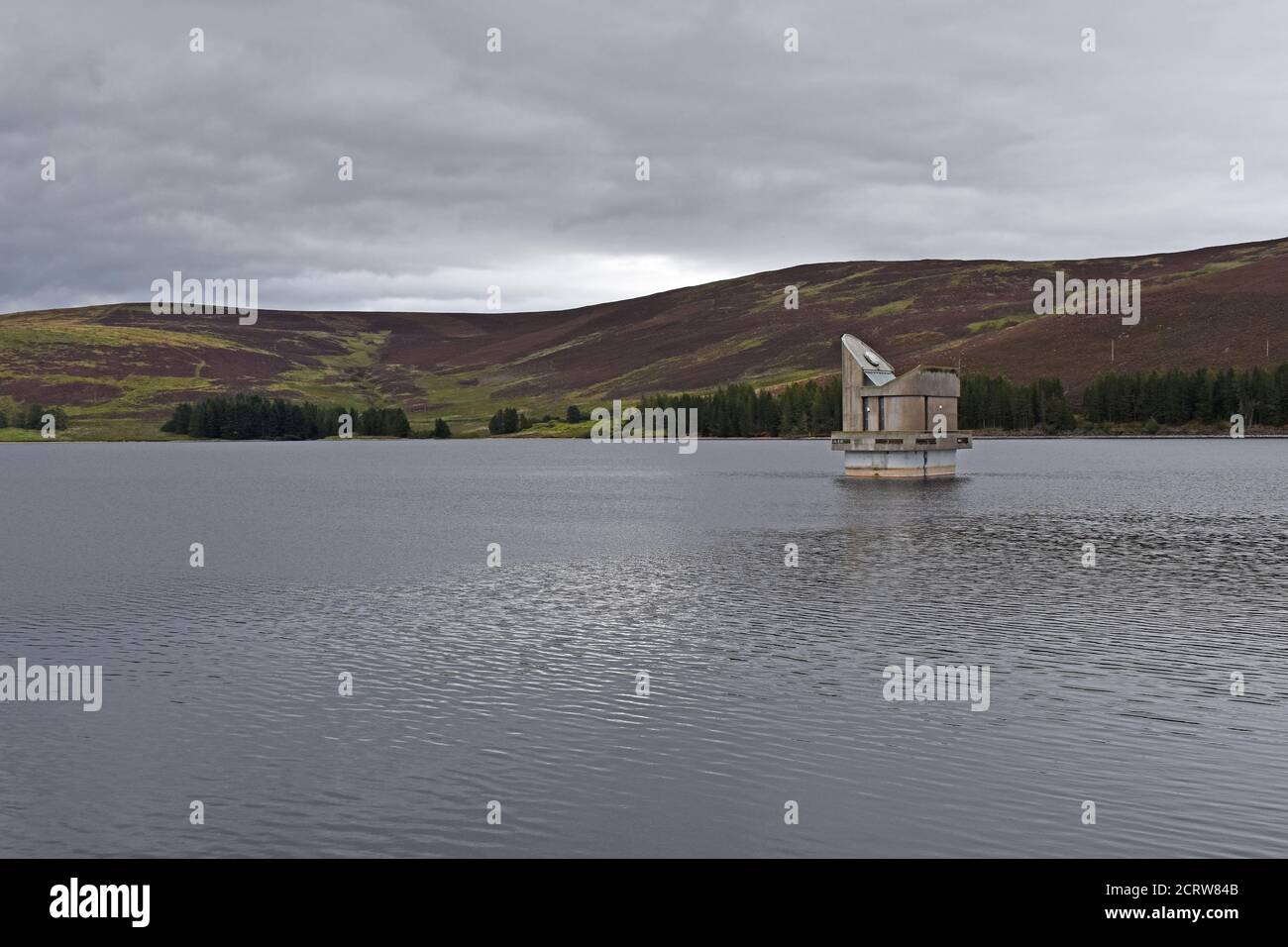 Backwater Reservoir with Pump House, Glen Isla, Angus, Scotland Stock ...