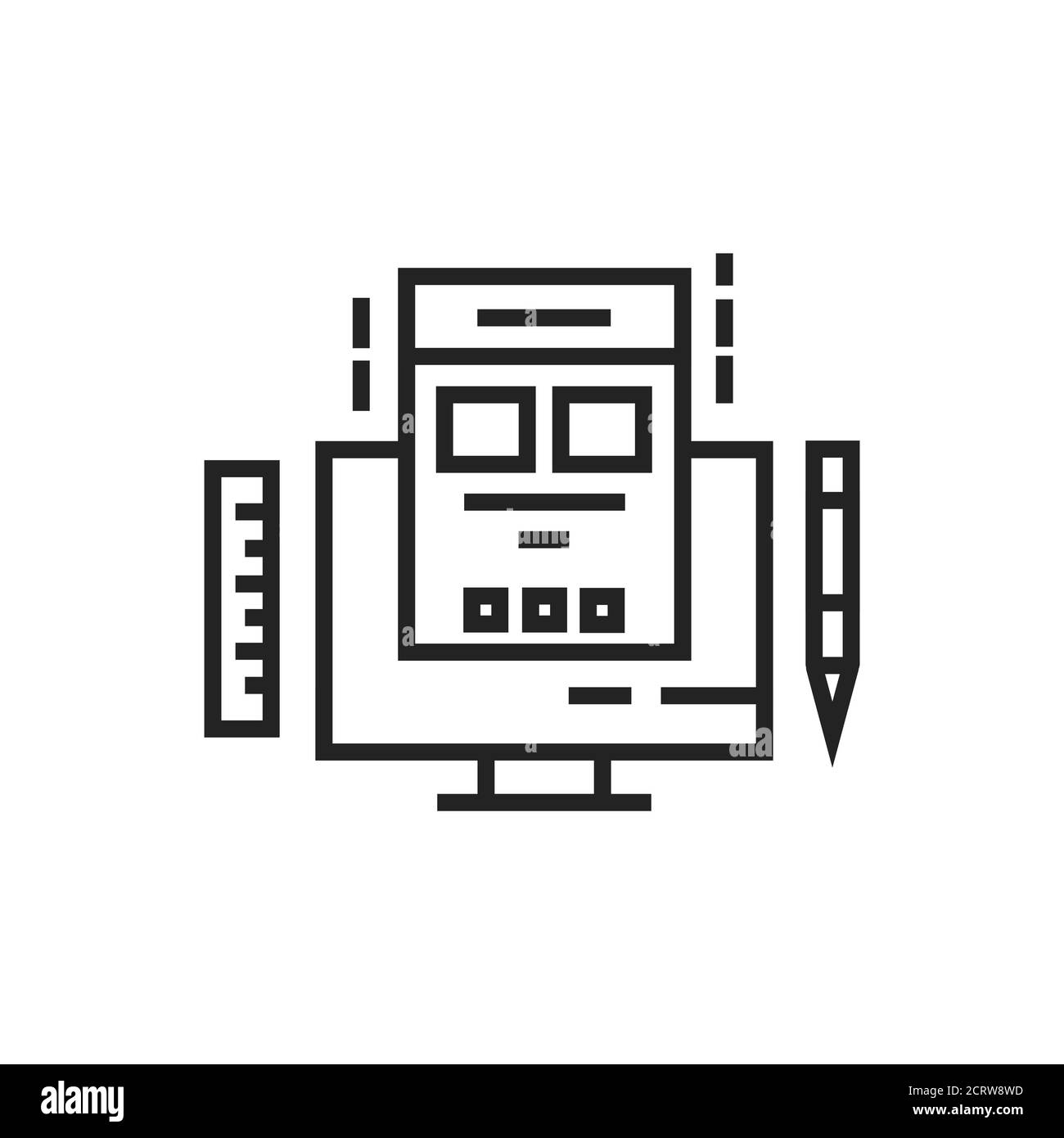 Graphic design courses black line icon. Learning basics design ...