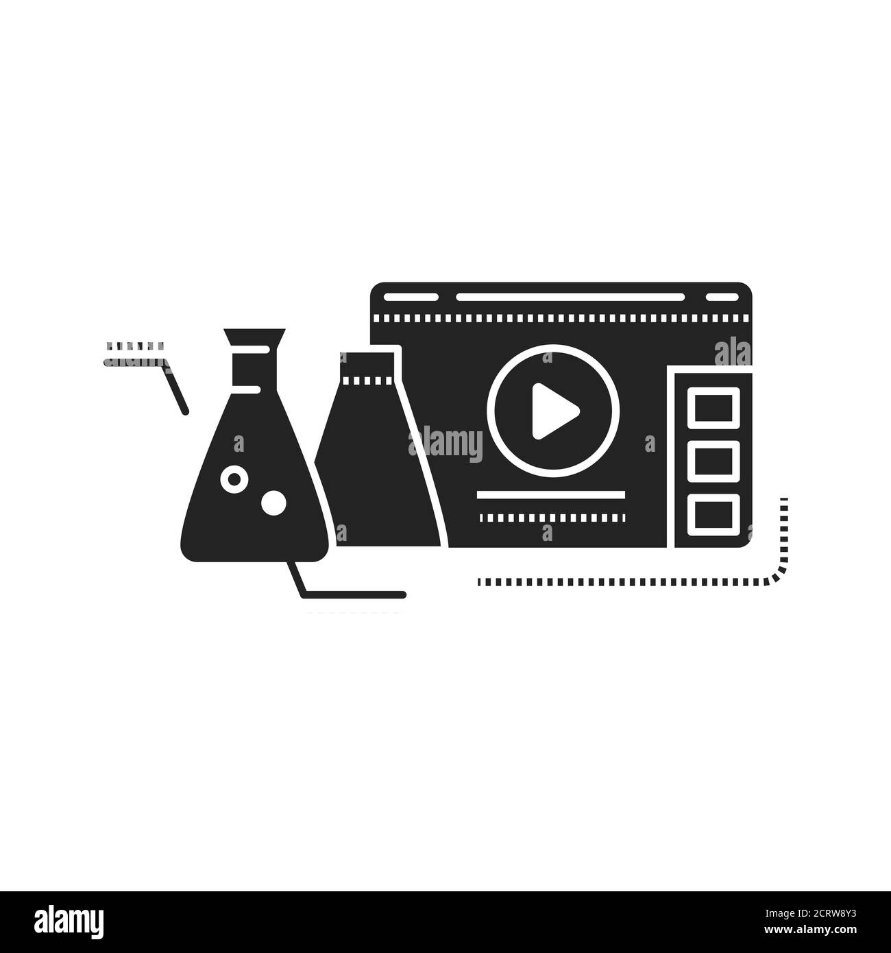 Science blog web site black glyph icon. Nano industry video streaming ...