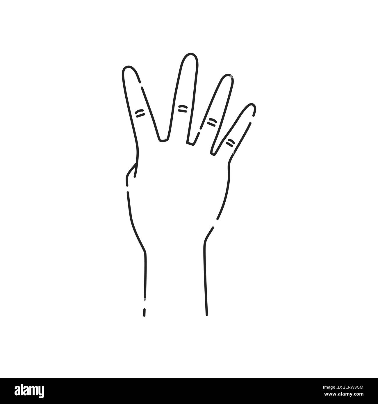Four fingers gesture line black icon. Make fingers up gesture sketch element. Pictogram for web ...