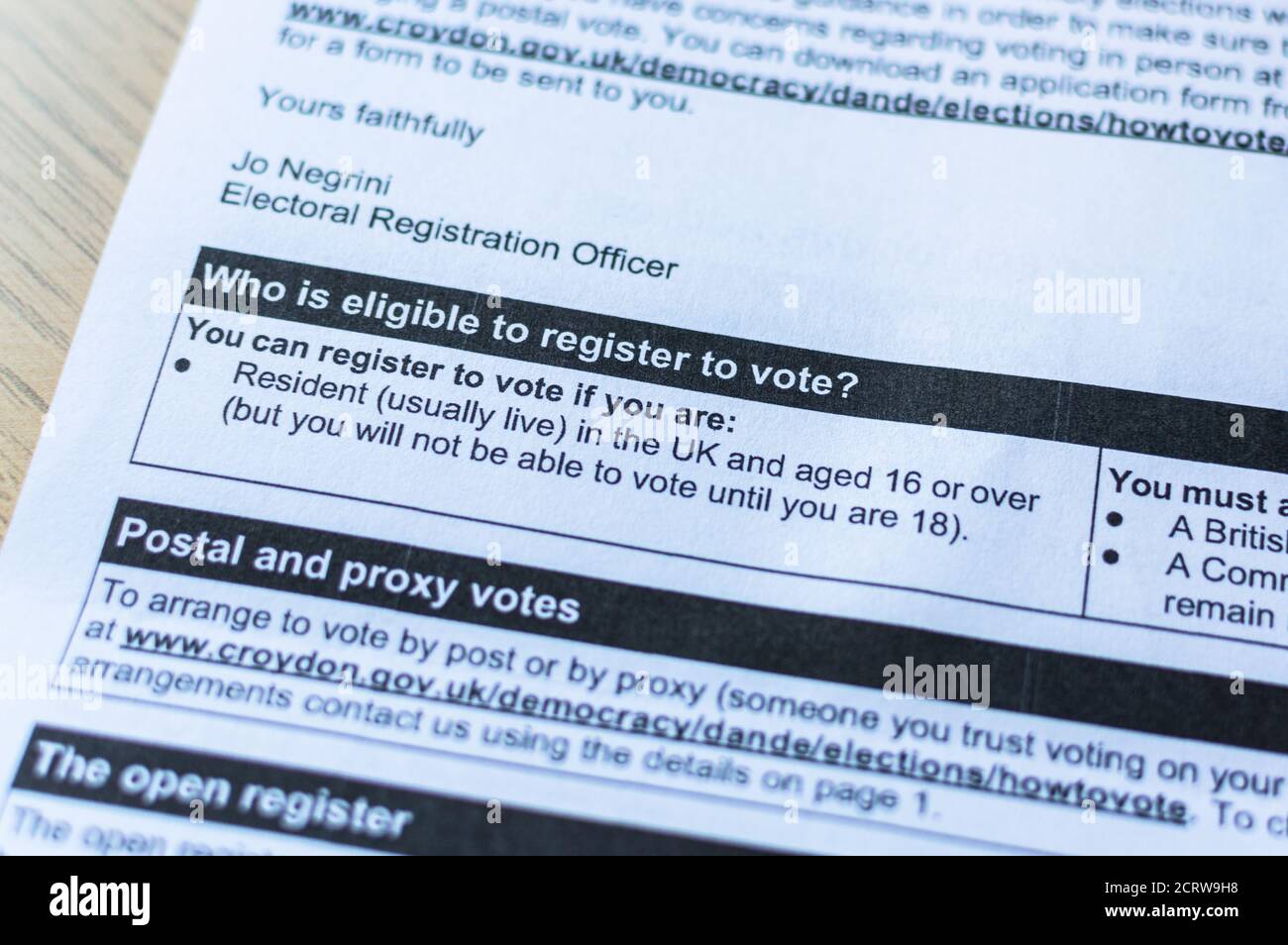 Vote register amendment letter from Local council Electoral ...
