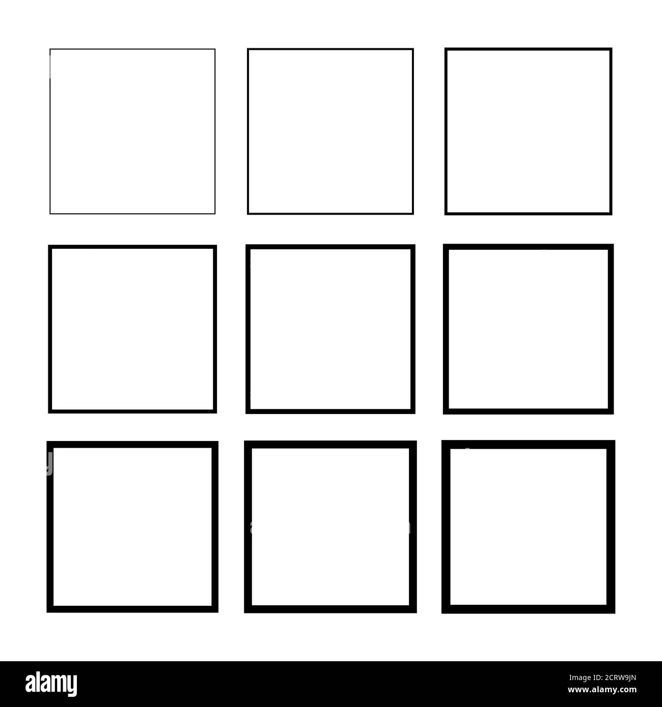 Set of empty frame, collection of outline border design isolated on ...
