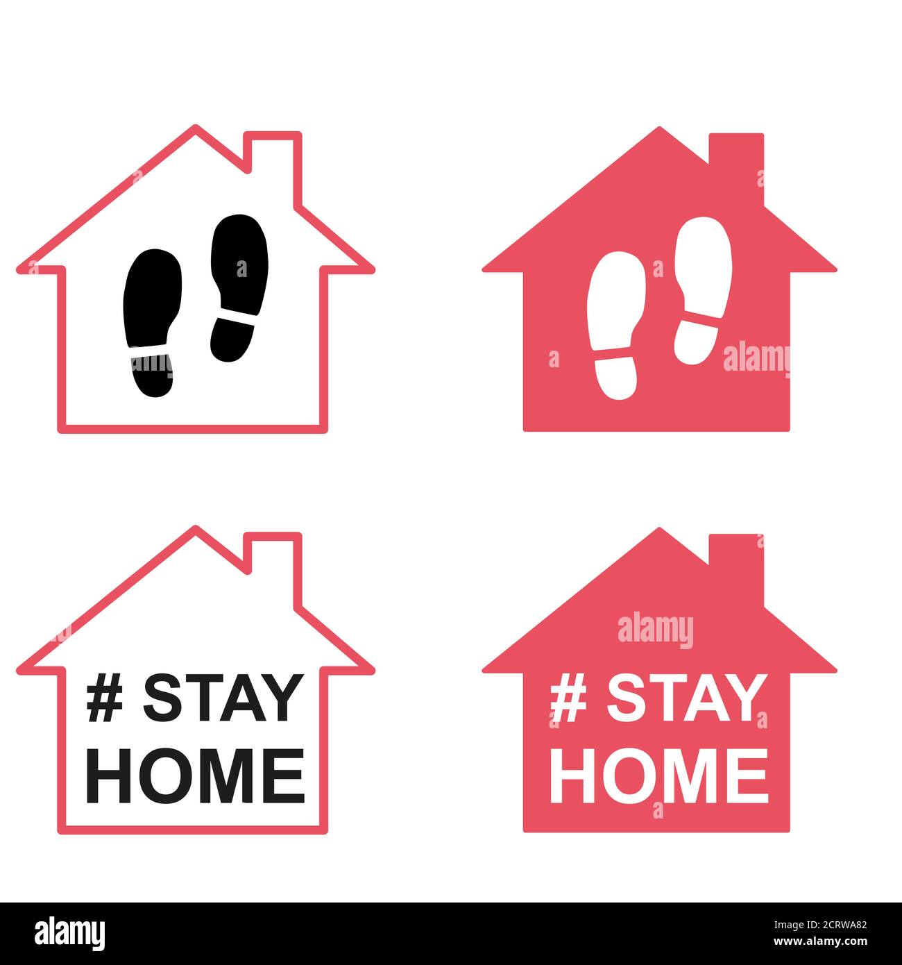Set of stay home icon, house symbol, collection of quarantine covid ...