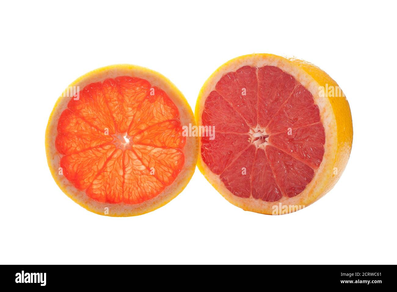 Grapefruit citrus fruit halves isolated on white background slices of ...