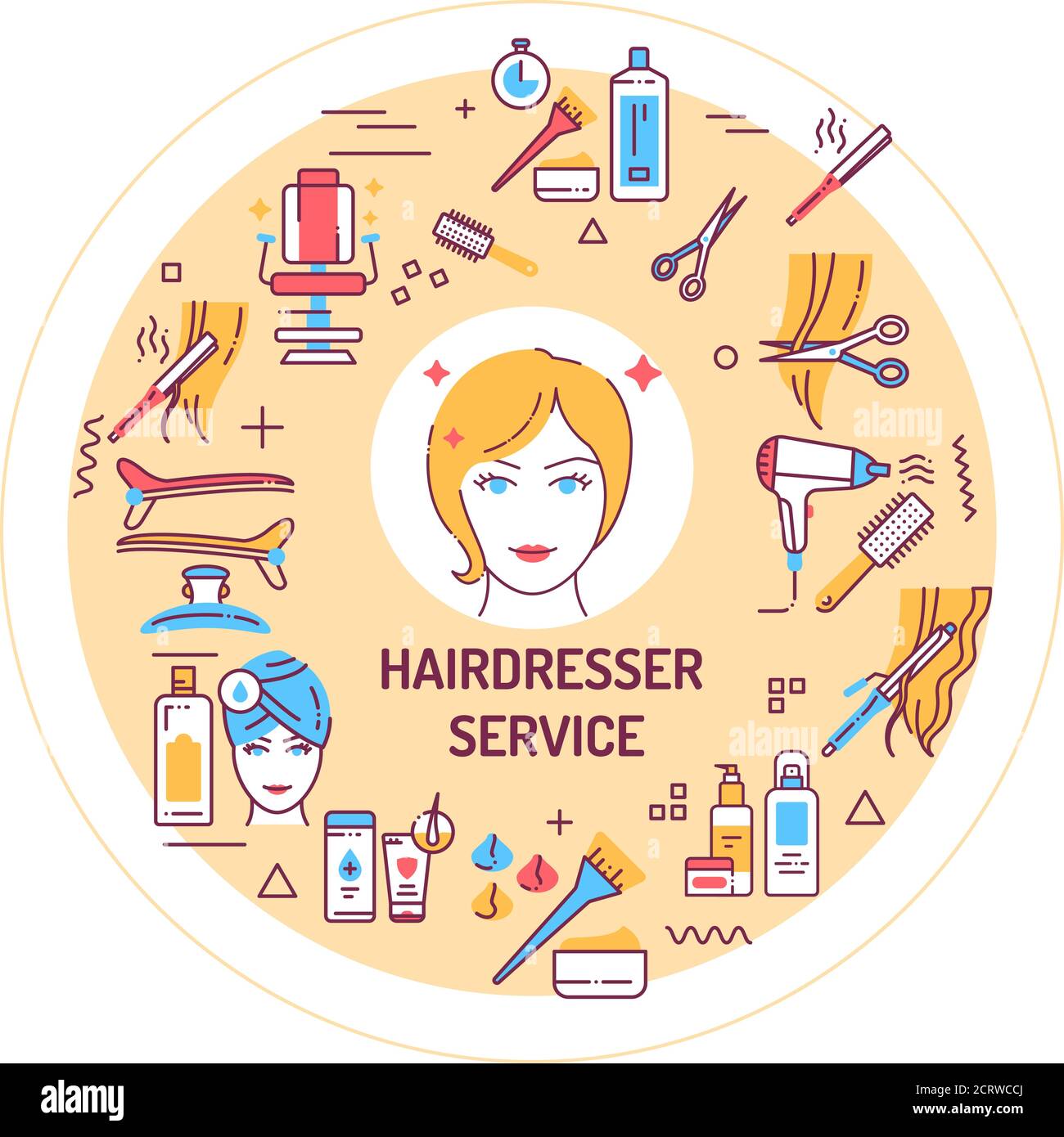 Hairdresser service web banner. Professional hair styling. Infographics ...