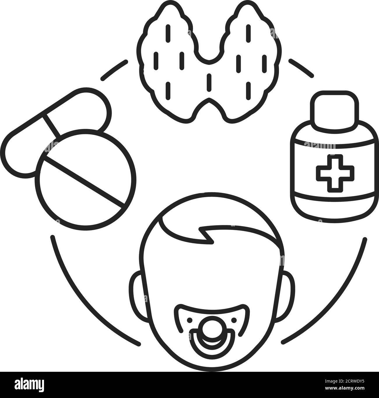 Pediatric endocrinology black line icon. Checking children for the ...