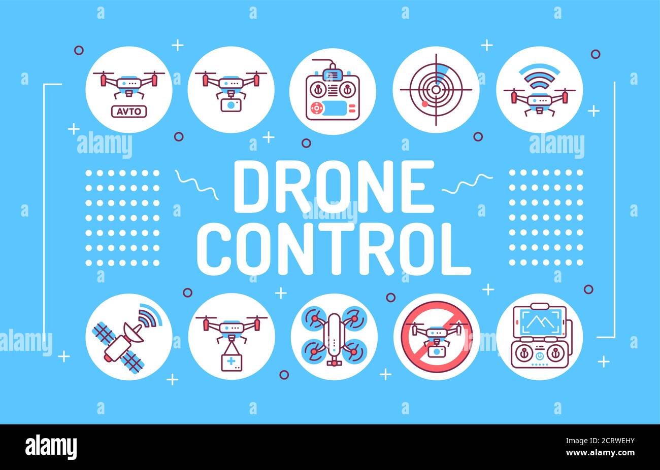 Drone automatic unmanned control word lettering typography. Aircraft ...