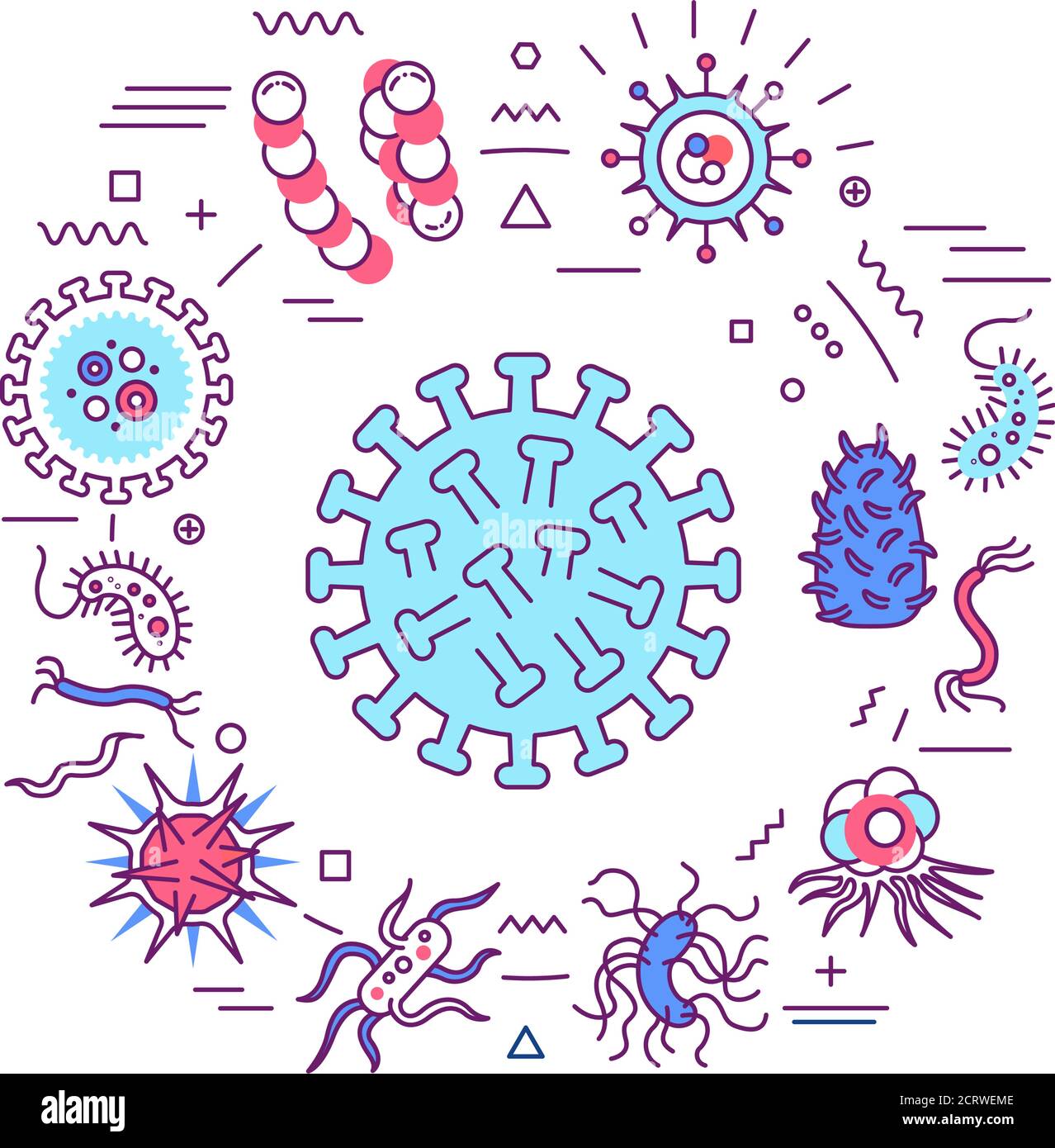 Viruses and germs web banner. Microscopic germ cause diseases ...