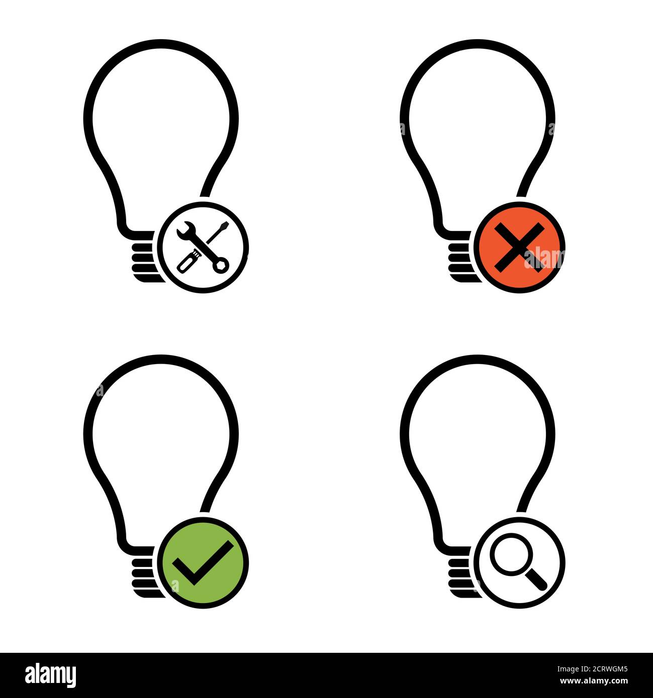 Set of Light bulb icon, collection of Lightbulb energy symbol Electric power vector illustration ...
