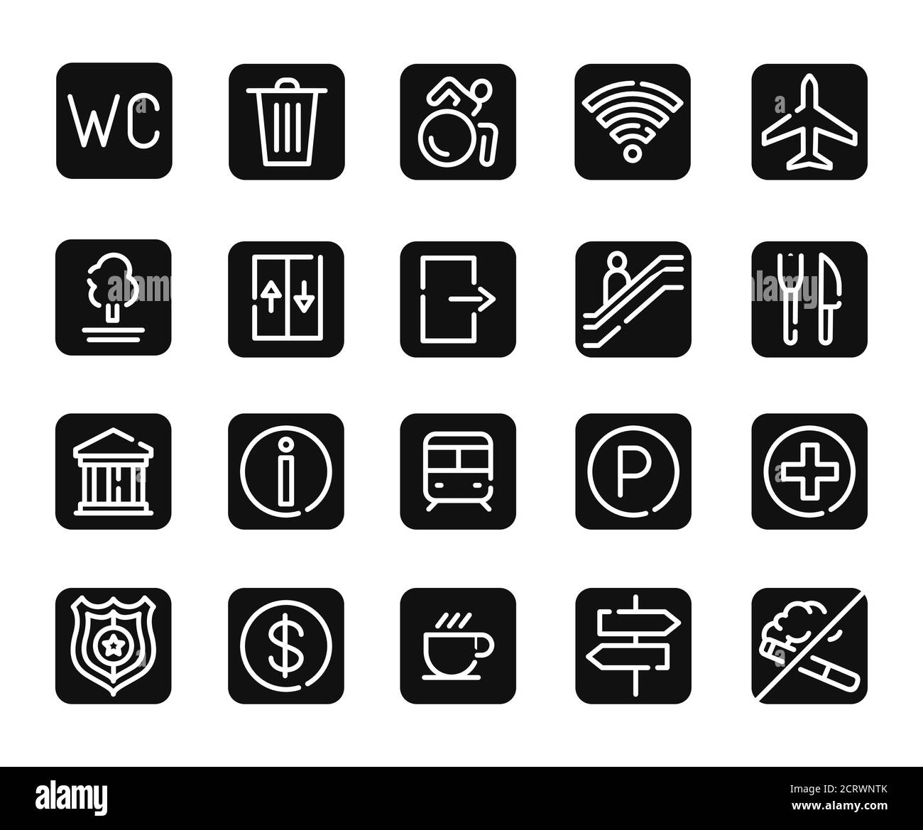 Public navigation black glyph icons set .Pictograms for web page ...
