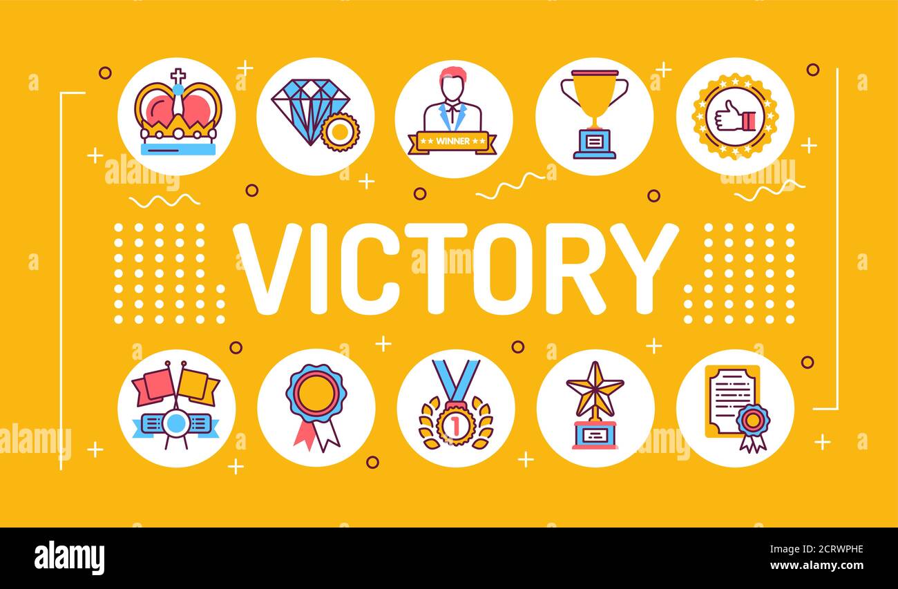Victory word lettering typography. Championship prizes. Infographics ...