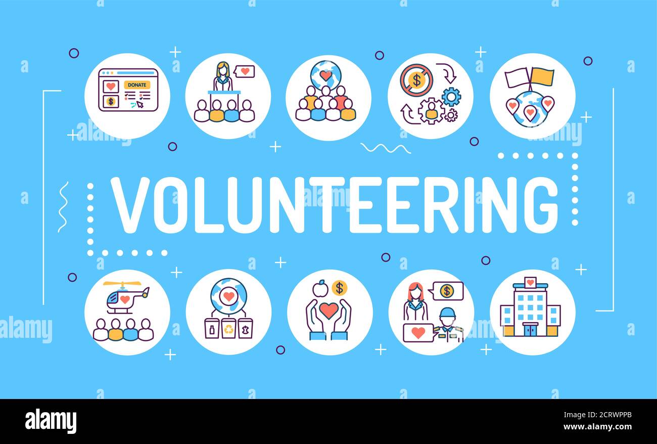 Volunteering word lettering typography. Non profit community ...