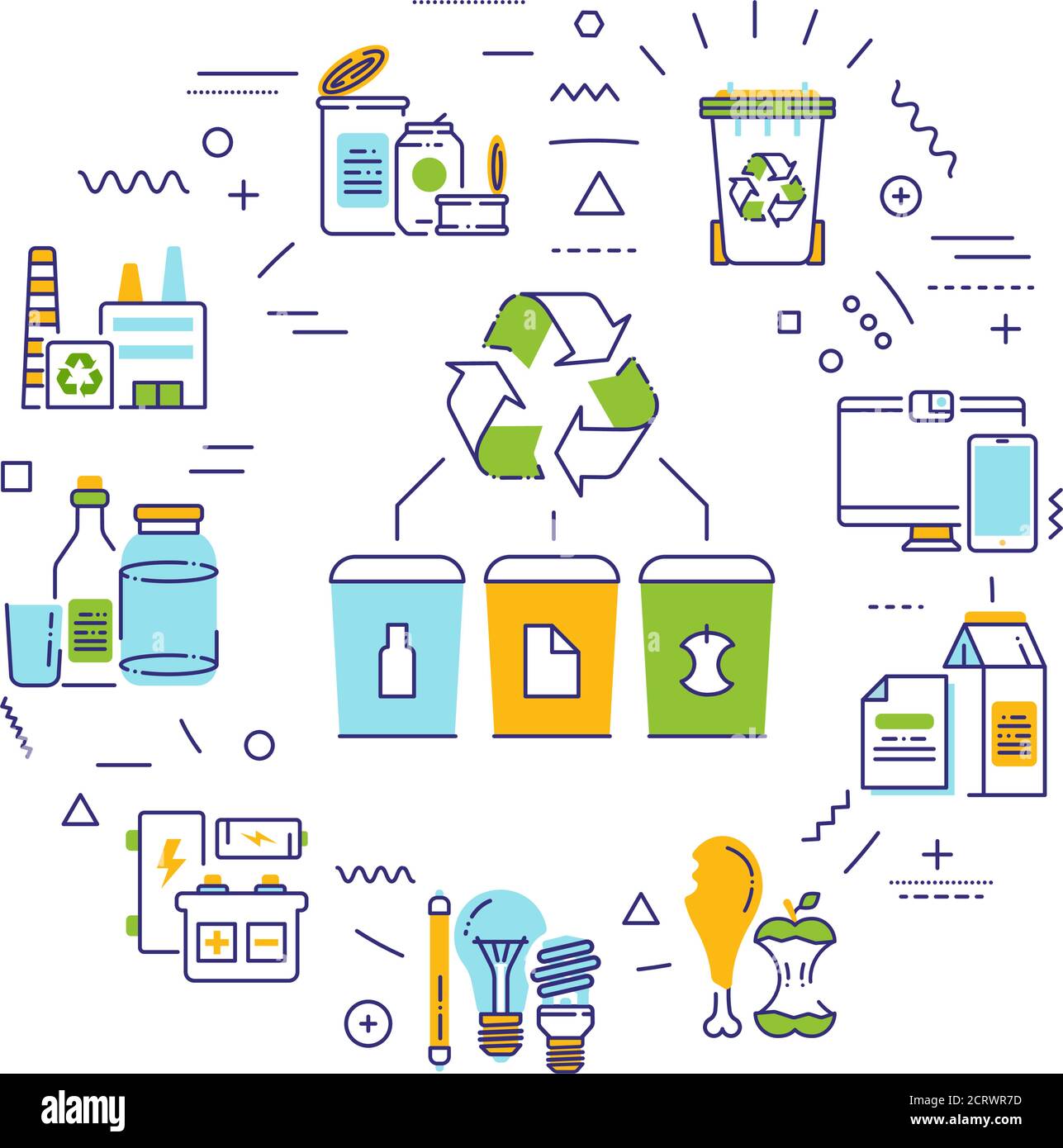 Recycling web banner. Garbage sorting. Zero waste lifestyle. Eco ...