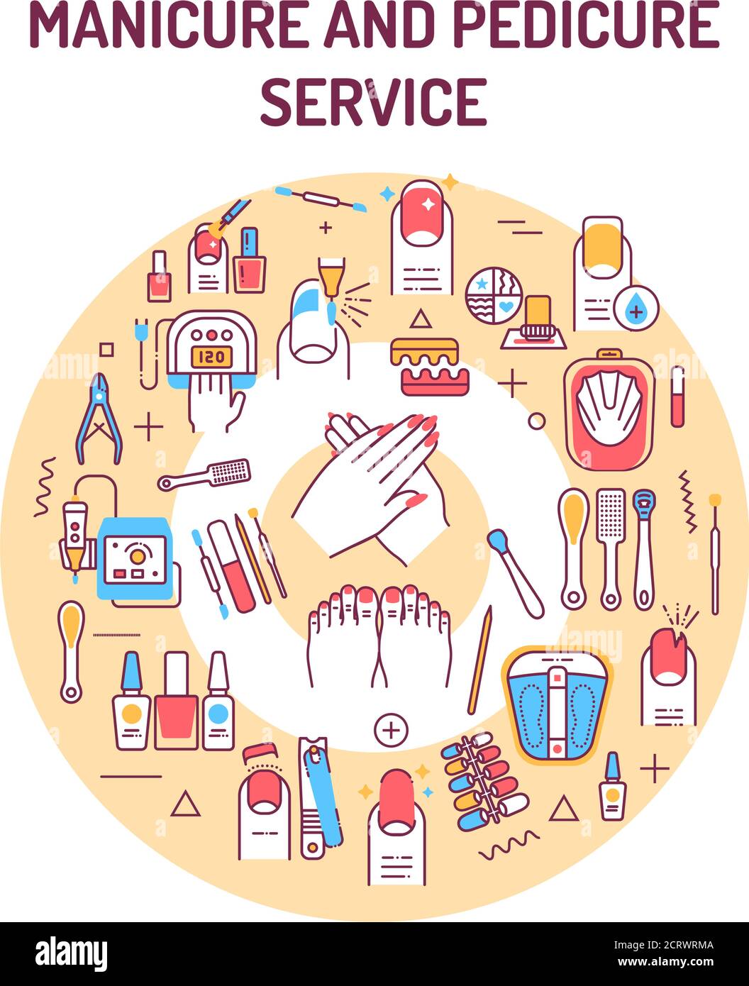 Nail service web banner. Manicure and pedicure procedures. Infographics ...