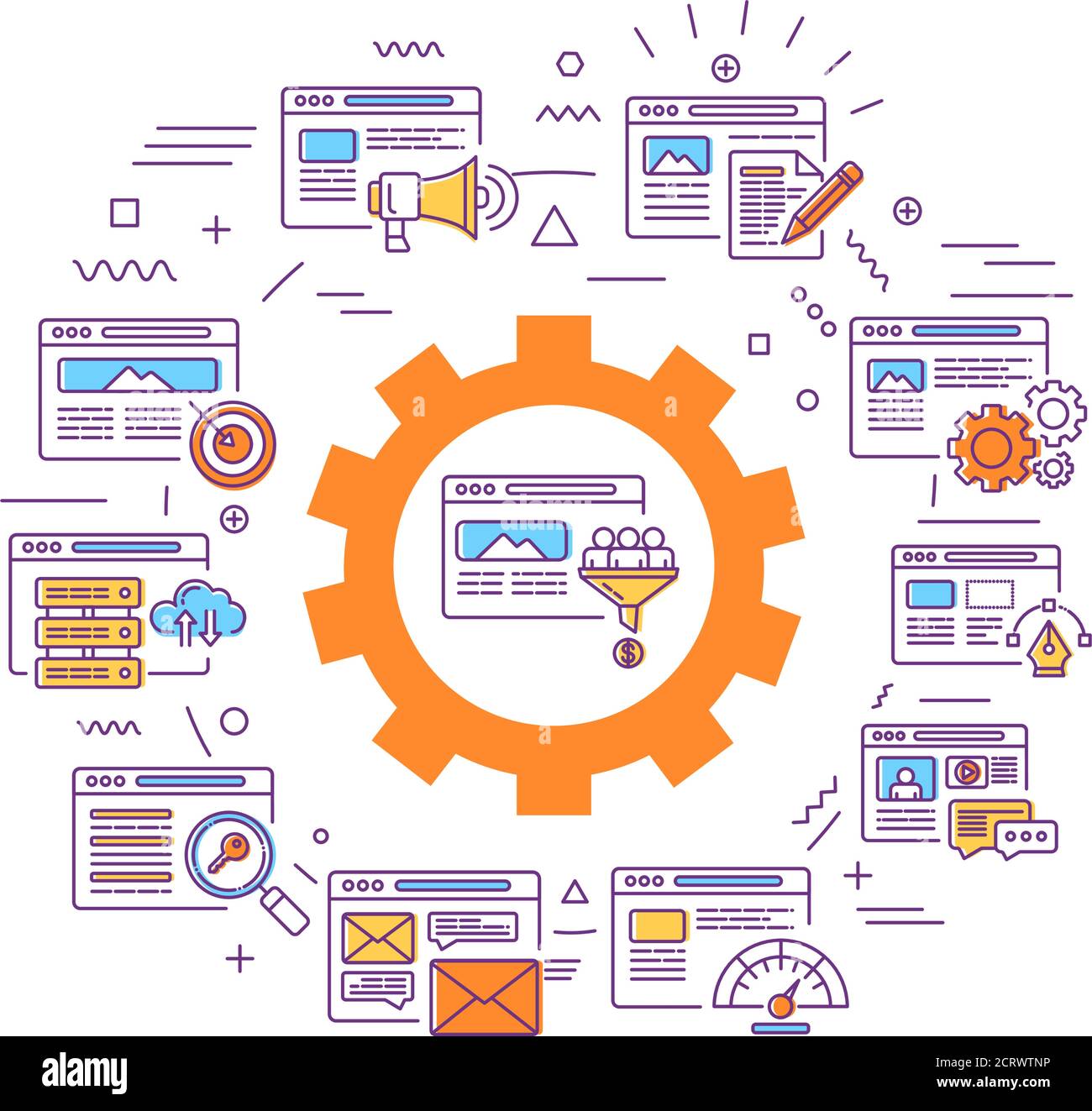 Digital marketing web banner. SEO, website strategy. Infographics with ...