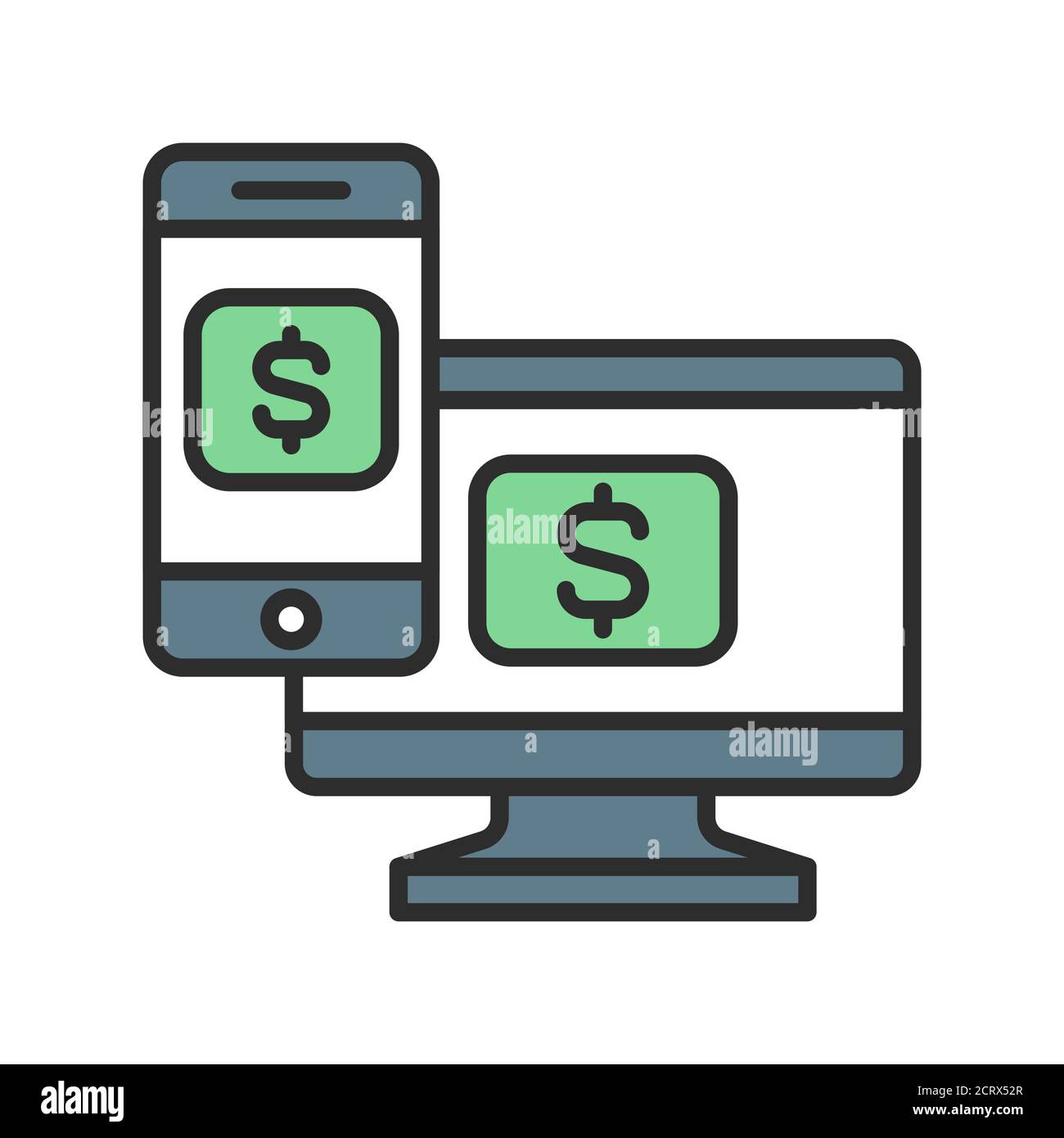 Online bill pay color line icon. Pictogram for web page, mobile app ...