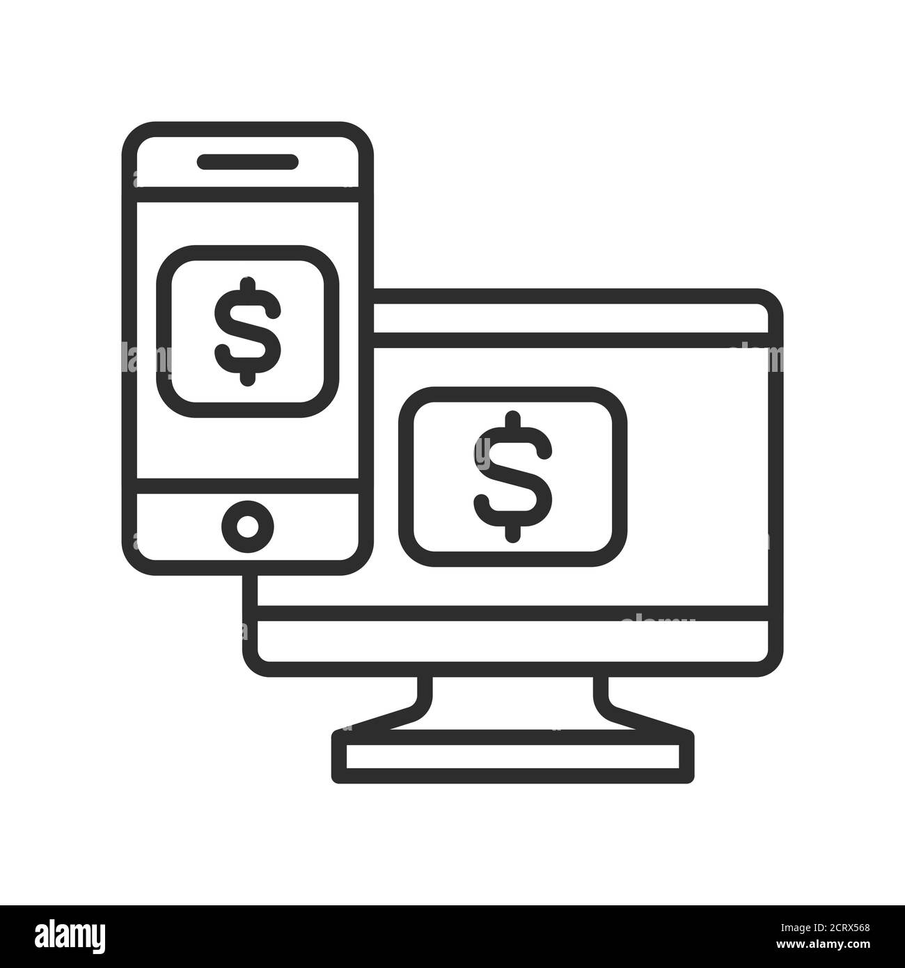 Online bill pay black line icon. Pictogram for web page, mobile app ...