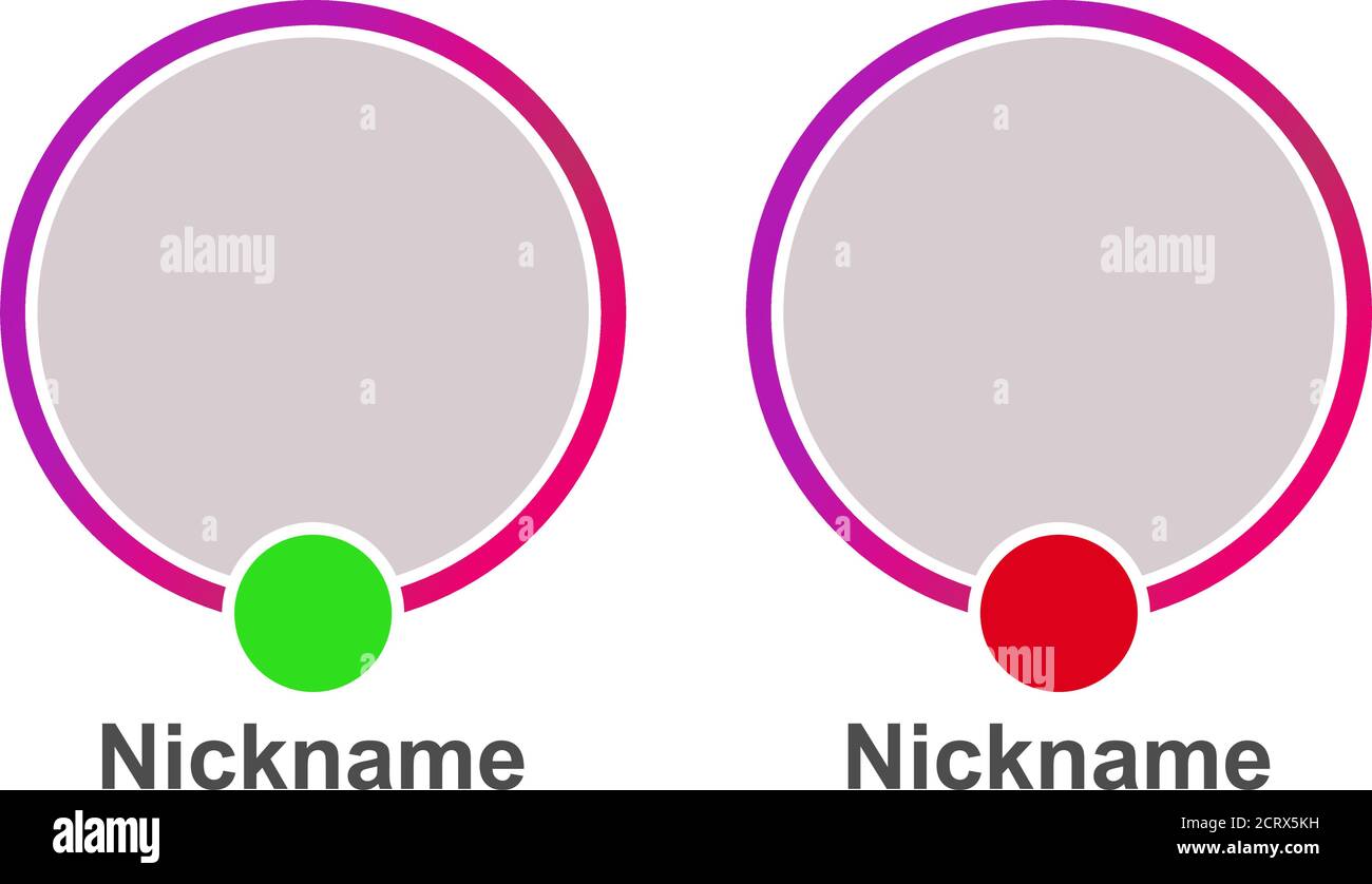 Social media online/offline icon avatar frame. Live stories user video ...