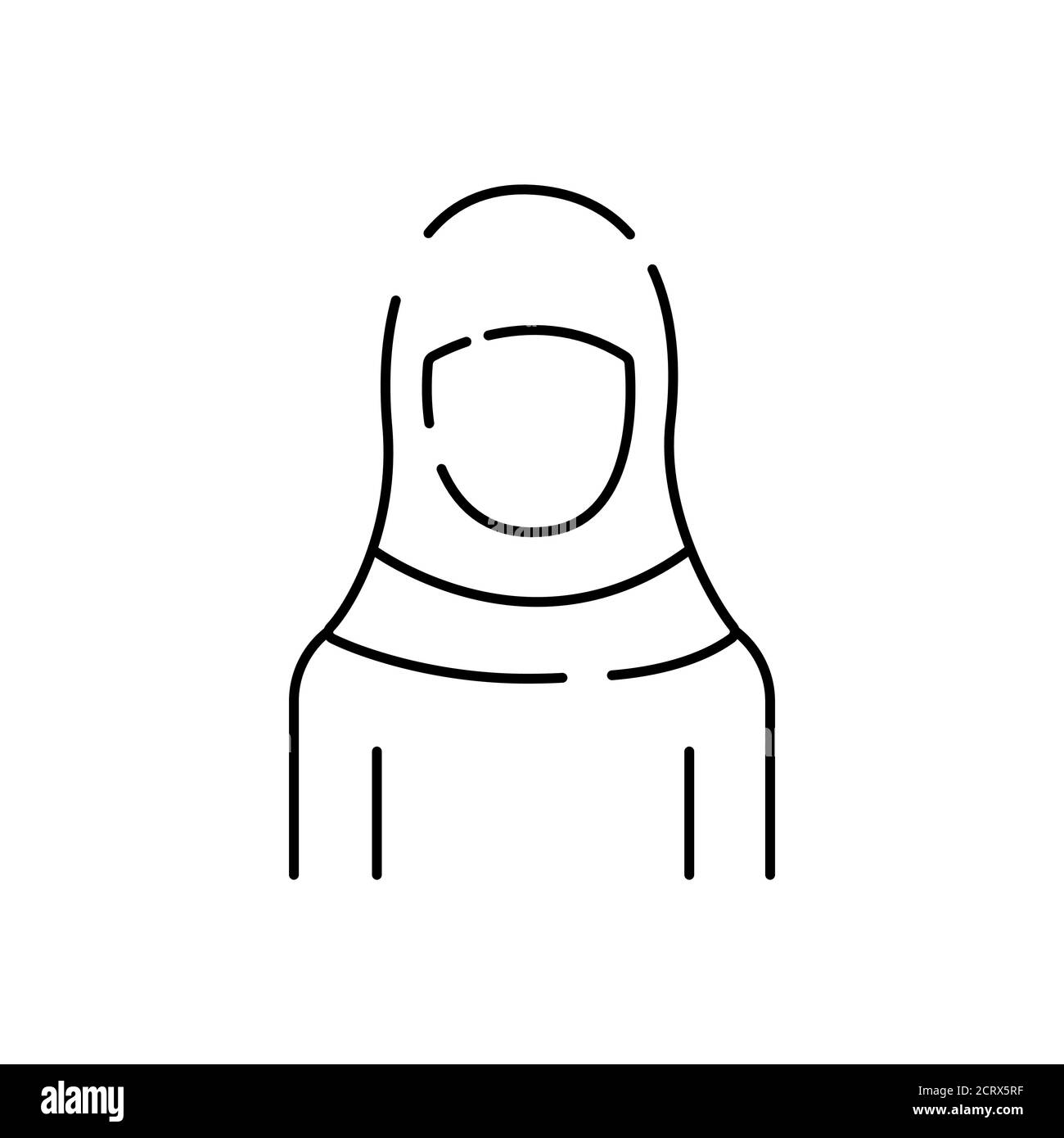Arabic muslim female in traditional cloth black line icon. Pictogram ...